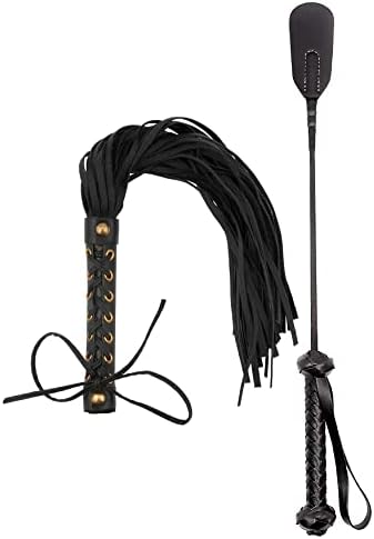 RIDIN Leather Whip 18 and Horse Crop 18 Set, Horse Whips and Crops ...