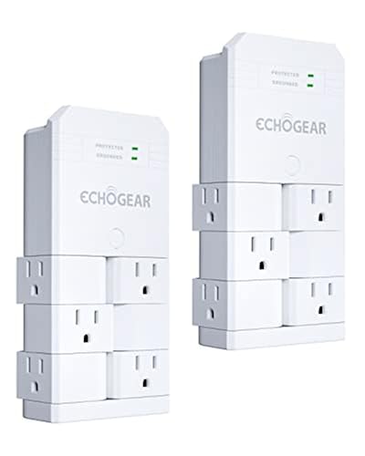 ECHOGEAR On-Wall Surge Protector with 6 Pivoting AC Outlets & 1080 ...
