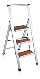 Fold Flat Mahogany-Finished Wooden Stepladder | The Green Head