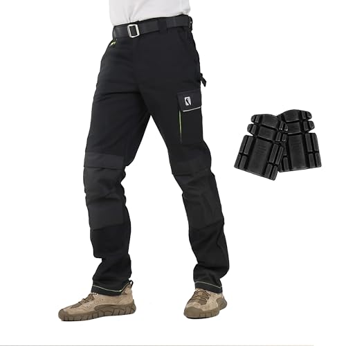 Ellobird Men's Cargo Construction Flex Work Pant for Men Double Knee ...