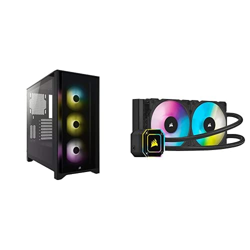 Corsair iCUE 4000X RGB Mid-Tower ATX PC Case - BlackCorsair iCUE H100i ...