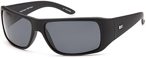 GAMMA RAY OPTICS Stealth Polarized UV400 Flat Black Updated Wrap Sunglasses in Shatterproof ...