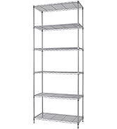 Amazon.com: 6 Wire Shelving Steel Storage Rack Adjustable Unit Shelves ...