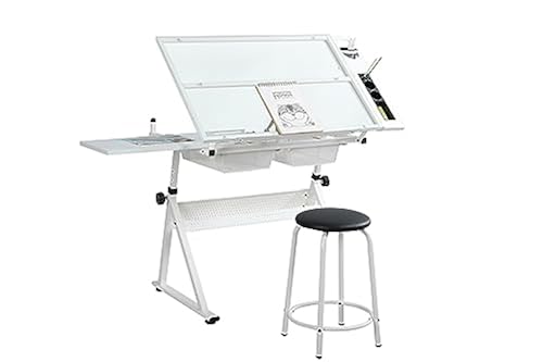 Landpink Glass Drafting Table Art Desk – Adjustable Professhional ...