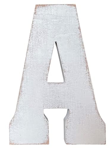 ABELOTS Large Wood Letter Distressed White Wash Alphabet Wall Décor ...