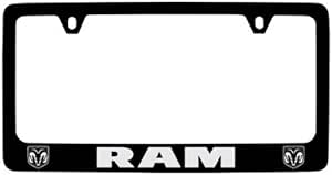 Amazon.com: Dodge Ram Black Coated Metal License Plate Frame Holder ...