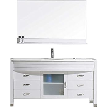Virtu USA MS-2157R-WMRO-WH Transitional 57-Inch Single Sink Bathroom ...