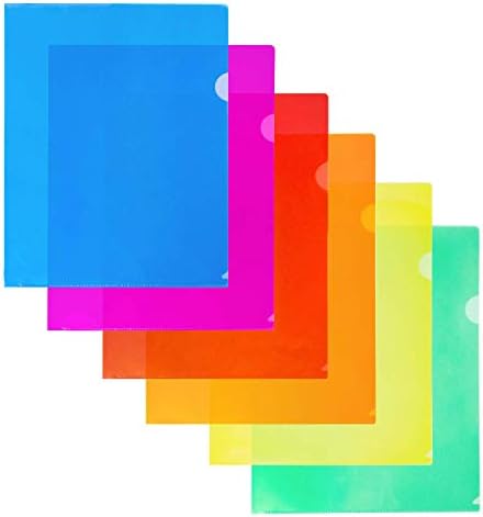 Dunwell Clear Colored Plastic Folders - (12 Pack, Assorted 6 Colors), Clear Project Folders ...