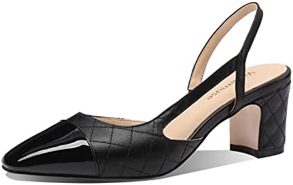 Vaslemuse Women Slingback Heels for Women Low Heel Closed Round Toe ...