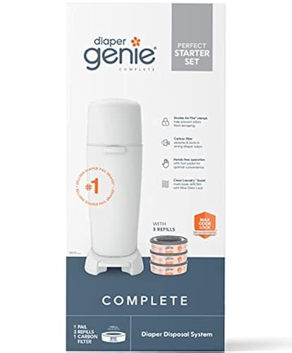 Diaper Genie Complete Diaper Pail (White) with Antimicrobial Odor ...
