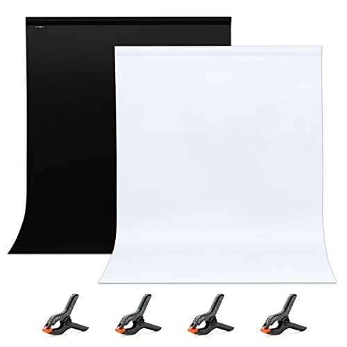UTEBIT White Black Backdrop, 5 * 6.5FT 2-in-1 Double Sided Photo ...
