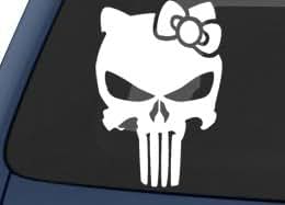 Amazon.com: Hello Kitty Punisher Skull Decall Sticker - White 5" x 7 ...