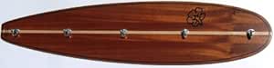 Amazon.com: Woody with Stringers 5 Hook Surfboard Shaped Coat Rack ...
