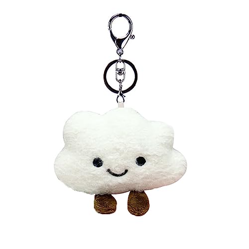HSYHERE Super Cute Kawaii Smiling Face Happy Cloud Lucky Plush Cloud Baby Keychain, Funny Good ...