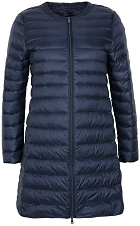 Autumn Collarless Woman Ultra Light Down Coat Zipper Long Liner ...