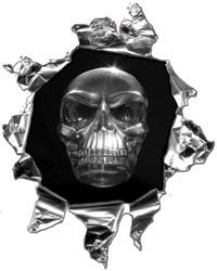 Amazon.com: Mini Ripped Torn Metal Decal with Gray Evil Skull - 2" h ...