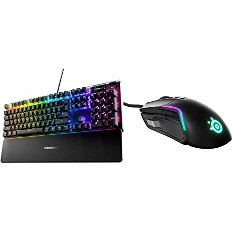 SteelSeries Apex 5 Hybrid Mechanical Gaming Keyboard & Rival 5 Gaming ...