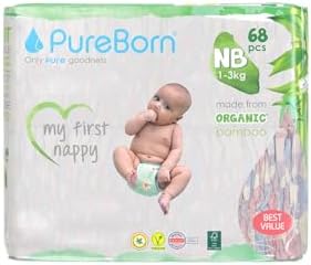 PureBorn Organic/Natural Bamboo Baby Disposable Diapers/Nappy Value ...