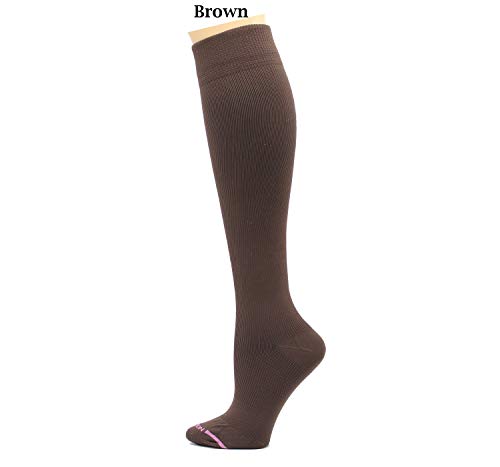 Dr. Motion 4 Pairs Pack Women's Graduated Compression Knee High Socks (Solid All Brown) on ...