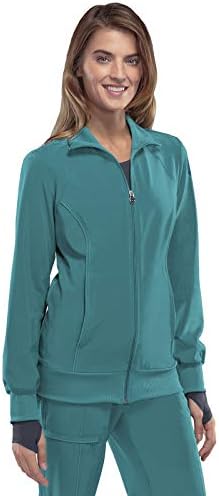 Cherokee Women's Infinity Zip Front Warm-up Jacket, Teal Blue, Medium ...