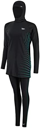 Speedo Women's Modest 3 Piece Swimwear Cover Up Set, Black/Tile, 36 ...