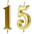 Amazon.com: Giant, Gold 15 Balloons Number - Gold 15 Balloon for 15 ...