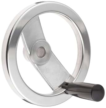 2 Spoked Polished Aluminum Dished Hand Wheel with Handle, 6" Diameter 5 ...
