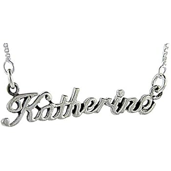 Amazon.com: Sterling Silver Name Necklace Katherine 3/8 Inch, 17 Inches ...