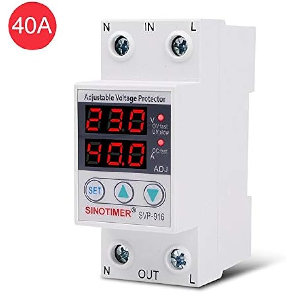 SINOTIMER SVP-912 63A 110V 120V Manual Adjustable Voltage Relay DIN Rail Over Under Voltage ...