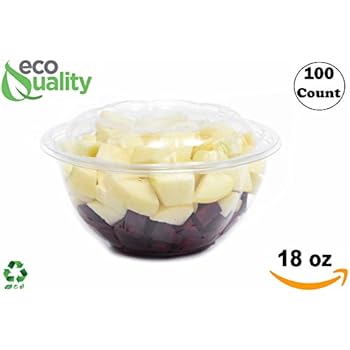 Amazon.com: 18oz Clear Disposable Salad Bowls with Lids (100 Pack ...