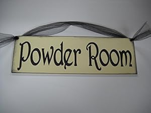 Amazon.com: Black and Cream Wooden Powder Room Bathroom Wall Art Sign ...