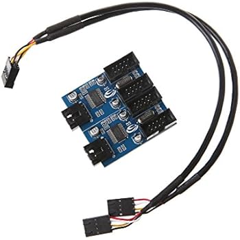Amazon.com: Motherboard 9pin USB header to 2 Male Extension Cable Card ...