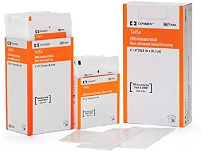 Amazon.com: 7663 Dressing Telfa AMD Wound LF Sterile PHMB 3x8" White Non-Adh 50 Per Box Part No ...