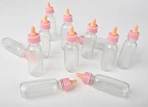 Amazon.com: Plastic Mini Baby Bottles with Pink Cap for Decorations ...