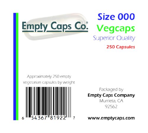 Size "000" Empty Vegetarian Capsules - 250 Count in Pakistan - StarShop.pk