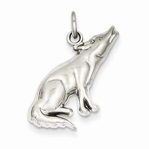Amazon.com: Solid 14k White Gold Wolf Charm Pendant (23mm x 13mm): Jewelry