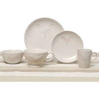 Amazon.com | Mara Stoneware Collection - 4 Piece (1 Person) Dragonfly ...