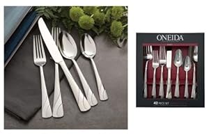 Amazon.com | Oneida 42-piece River Textured Flatware Set: Flatware Sets
