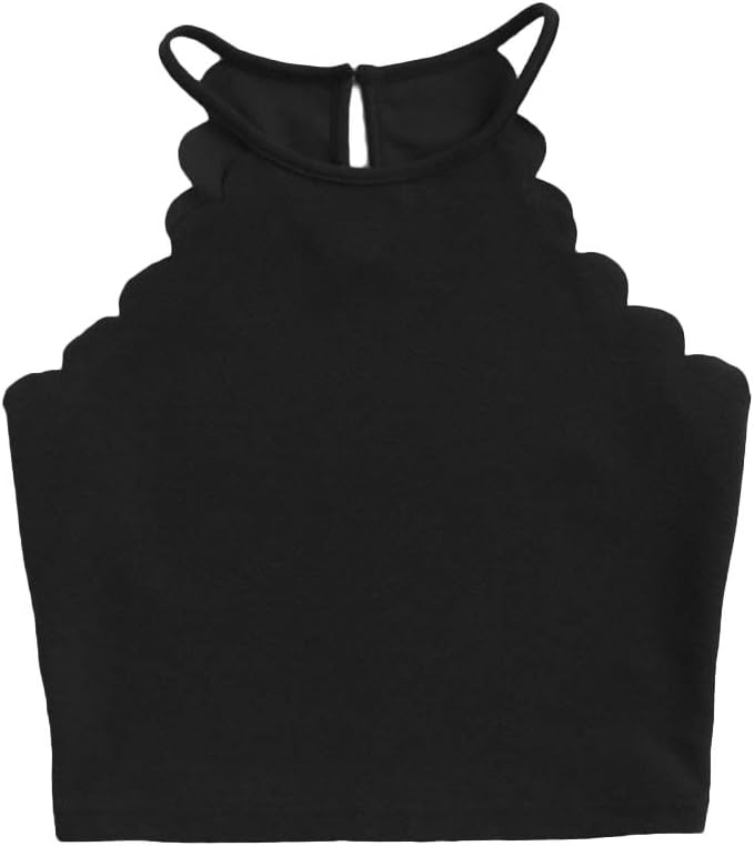 Women's Sleeveless Crop Tops Sexy Tees Halter Neck Belly Shirt at ...