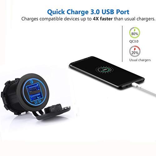 QC 3.0 Dual USB Socket for Boats, Polaris RZR 900, RZR 1000, Ranger ...