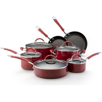 Amazon.com: KitchenAid Aluminum Nonstick 12-Piece Cookware Set, Red ...