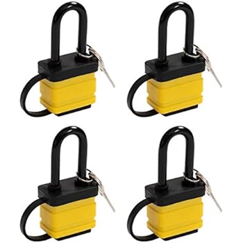 4 x Long Shackle Heavy Duty Laminated Weatherproof Padlocks Keyed Alike ...