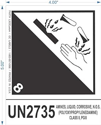 GC Labels-L303P3366, Amines, Liquid, Corrosive, N.O.S ...