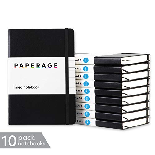 PAPERAGE Lined Journal Notebooks, 10 Pack, (Black), 160 Pages, Medium 5 ...