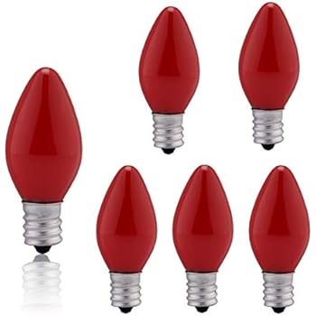 Red Night Light Bulb - Pack of 6 Incandescent 15 Watt, Candelabra Based ...
