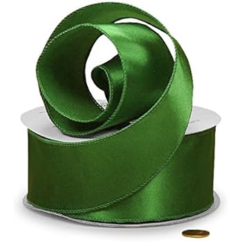 Amazon.com: Emerald Green Satin Wired Ribbon 1 1/2" X 25 Yards: Health ...