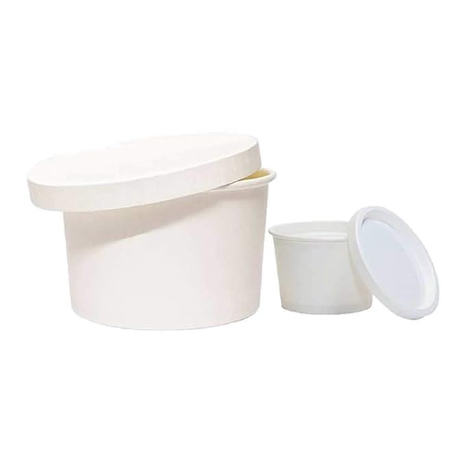 FOODLAB: Disposable {Paper Food Containers With Lids - 500ml (Qty: 25 ...