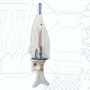 Amazon.com : HS Wood Fish Nautical Thermometer : Outdoor Thermometers ...
