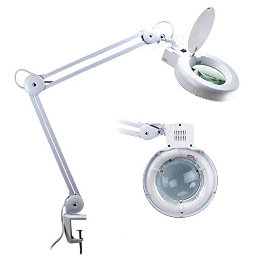Desk Clamp Mount Magnifier Lamp Light Magnifying Glass Lens Diopter (No ...