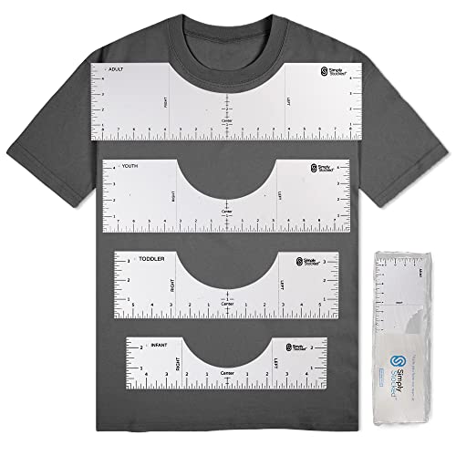 Simply Stocked Tshirt Ruler Guide for Vinyl Alignment - 4 Pcs of PVC T ...